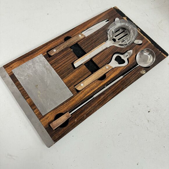 Georges Briard | Accents | Vtg 97s Mcm Wood Georges Briard Bar Tool Set ...